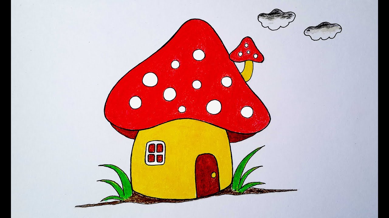 House drawing । How to draw cute house for kids step by step। Aurora ...