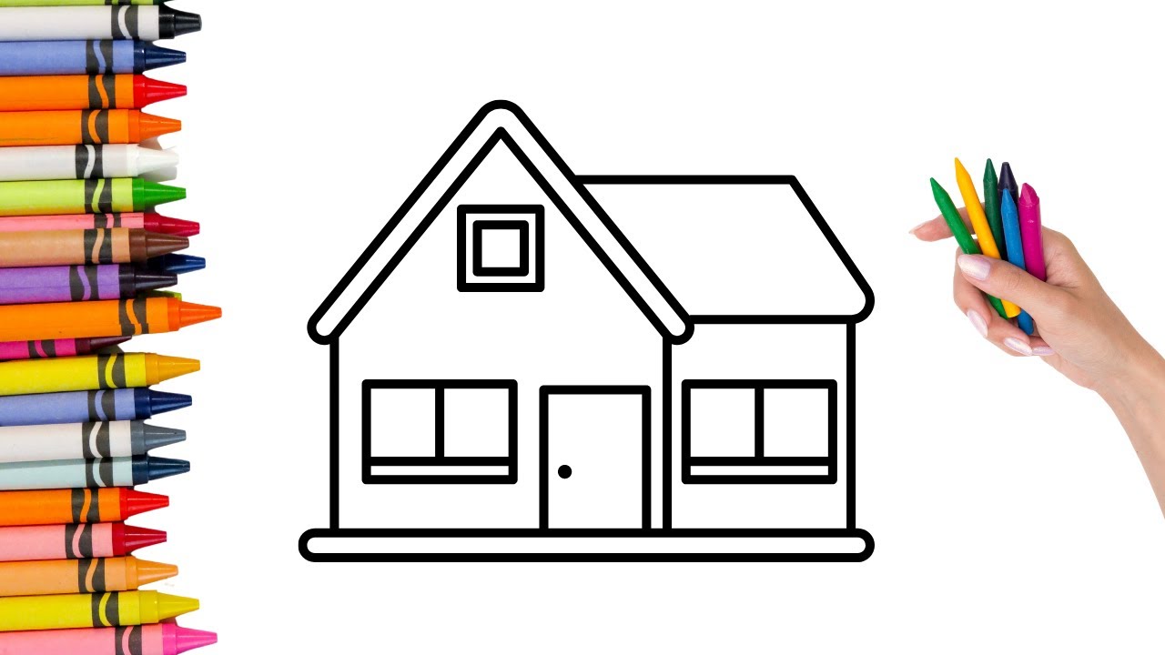 How to draw and color a House For kids | Learn to draw and color | how ...