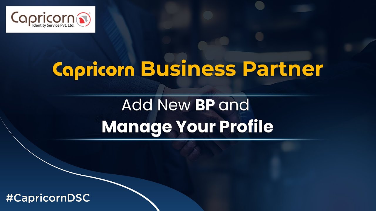 How to Add New Business Partner and Manage Your Profile - Capricorn CA ...