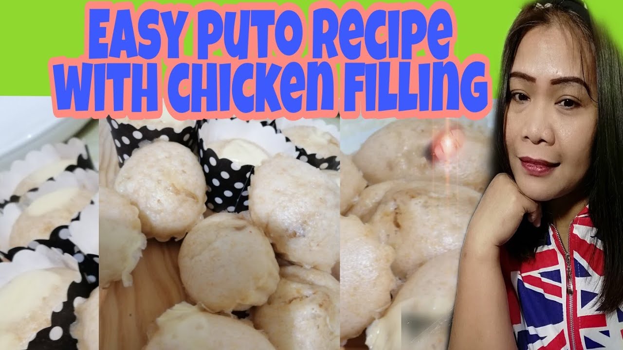 how to make steamed puto with chicken filling using wheat flour - YouTube