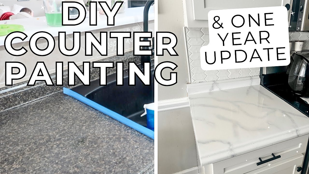 DIY Kitchen Counter Makeover & ONE YEAR Update | How to Paint ...