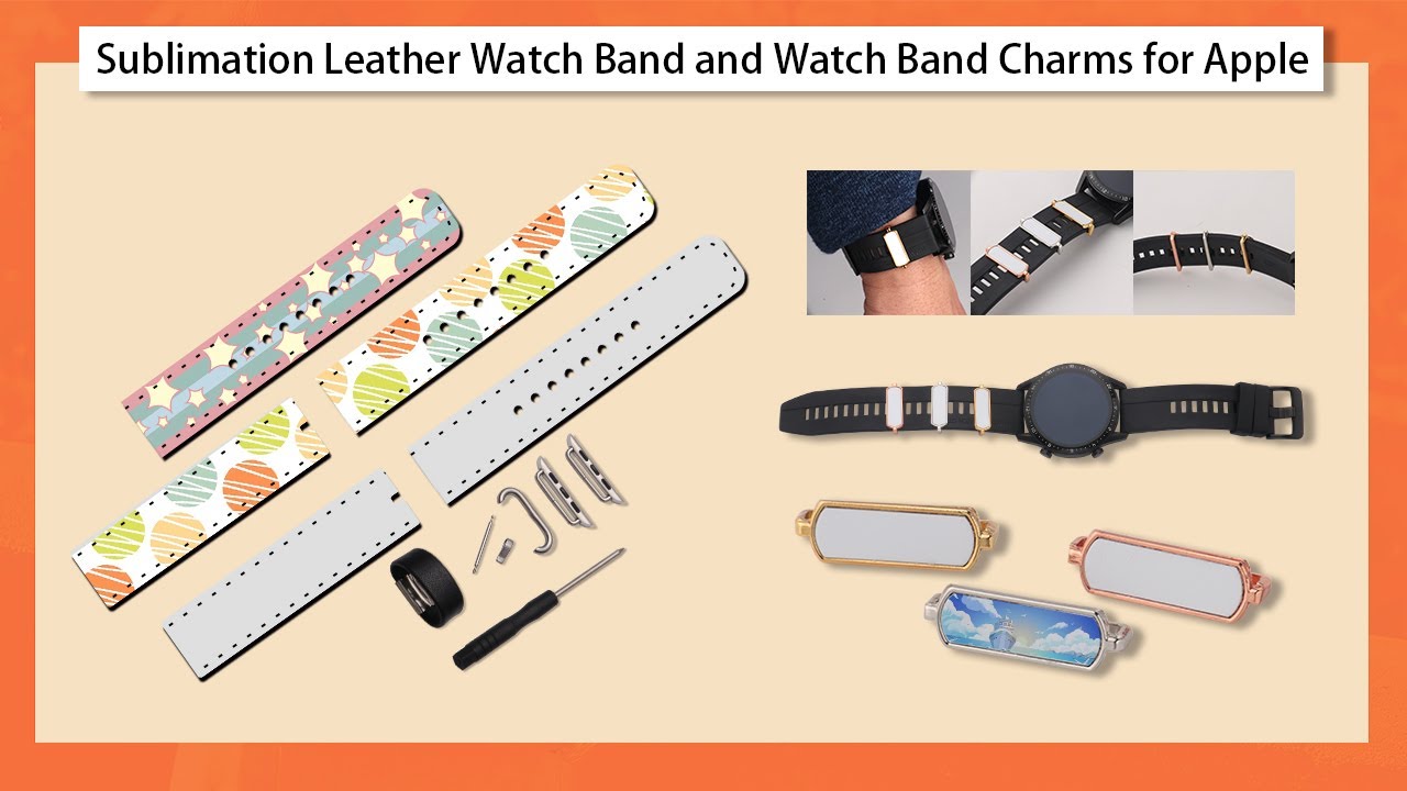 Sublimation Leather Watch Band and Watch Band Charms for Apple - YouTube