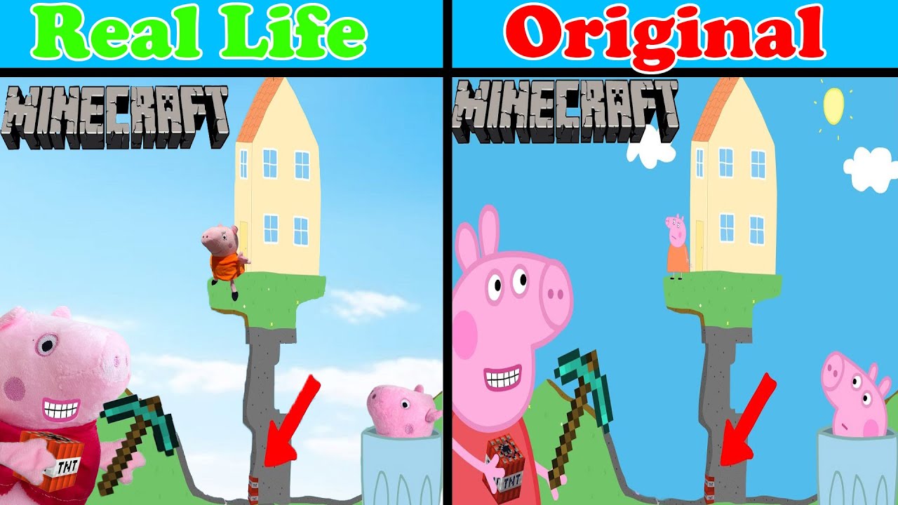 Peppa Pig Plays Minecraft in Real Life. - Peppa Pig Original vs Plush ...