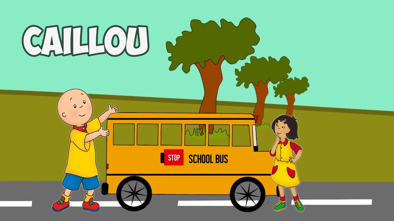 Wheels on the bus go round and round song Caillou English | Nursery ...