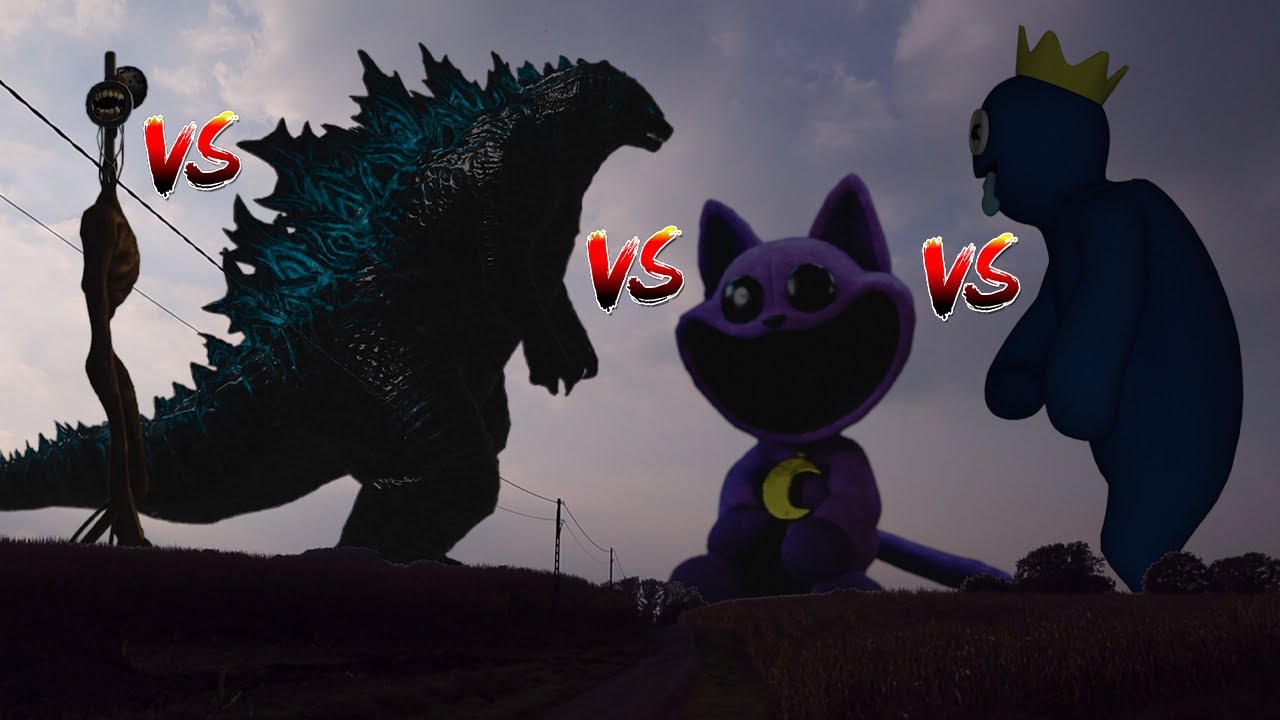 Siren Head VS Godzilla VS Blue (Rainbow Friends) VS Catnap (Poppy ...