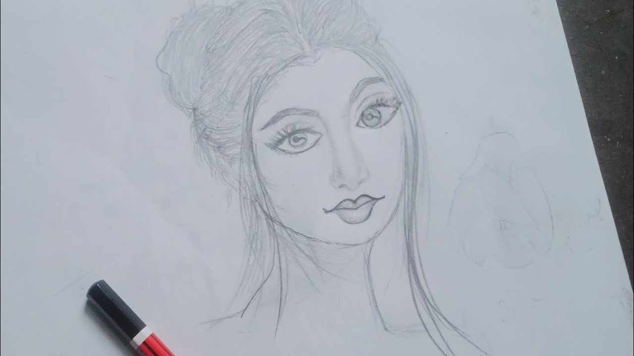 Drawing art pencil girl|| how to make a beautiful shading girl||hair ...