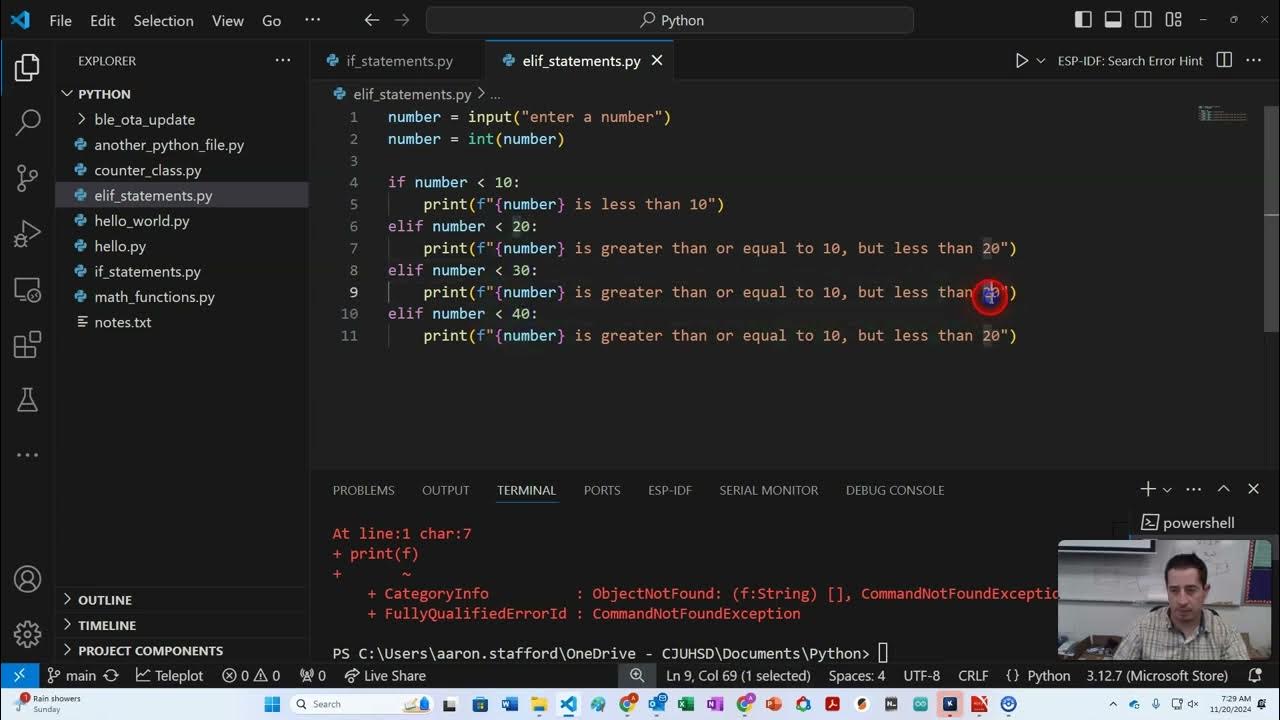 Python Elif Statements Youtube