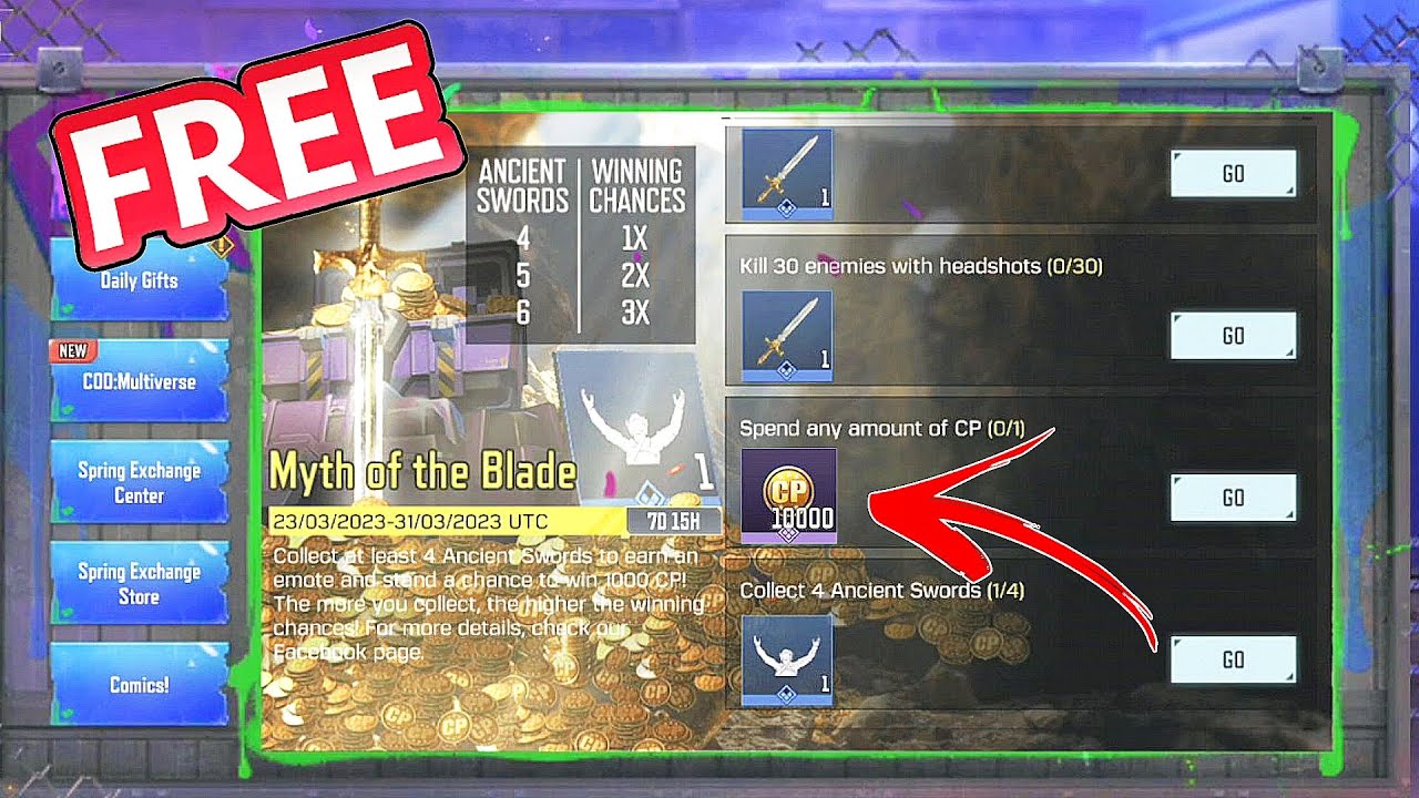 codm myth of the blade event season 3 2023 | how to get free cp in codm ...