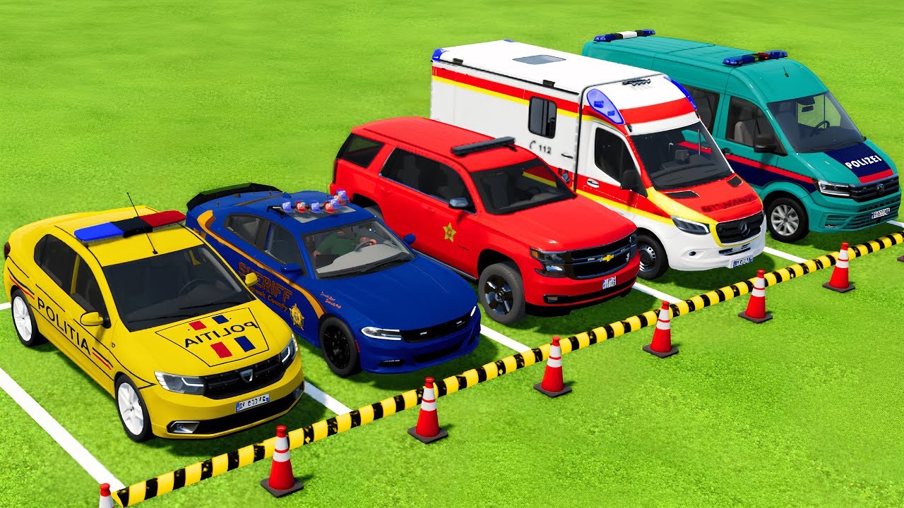 POLICE CARS & AMBULANCE EMERGENCY VEHICLES TRANSPORTING WITH SCANIA ...