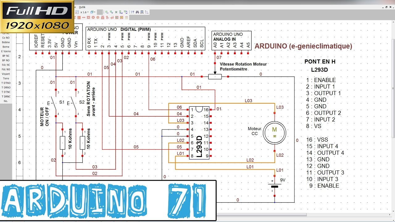Arduino71-SCHÉMA ELECTRIQUE-CONTRÔLER un MOTEUR CC avec un PONT en H ...