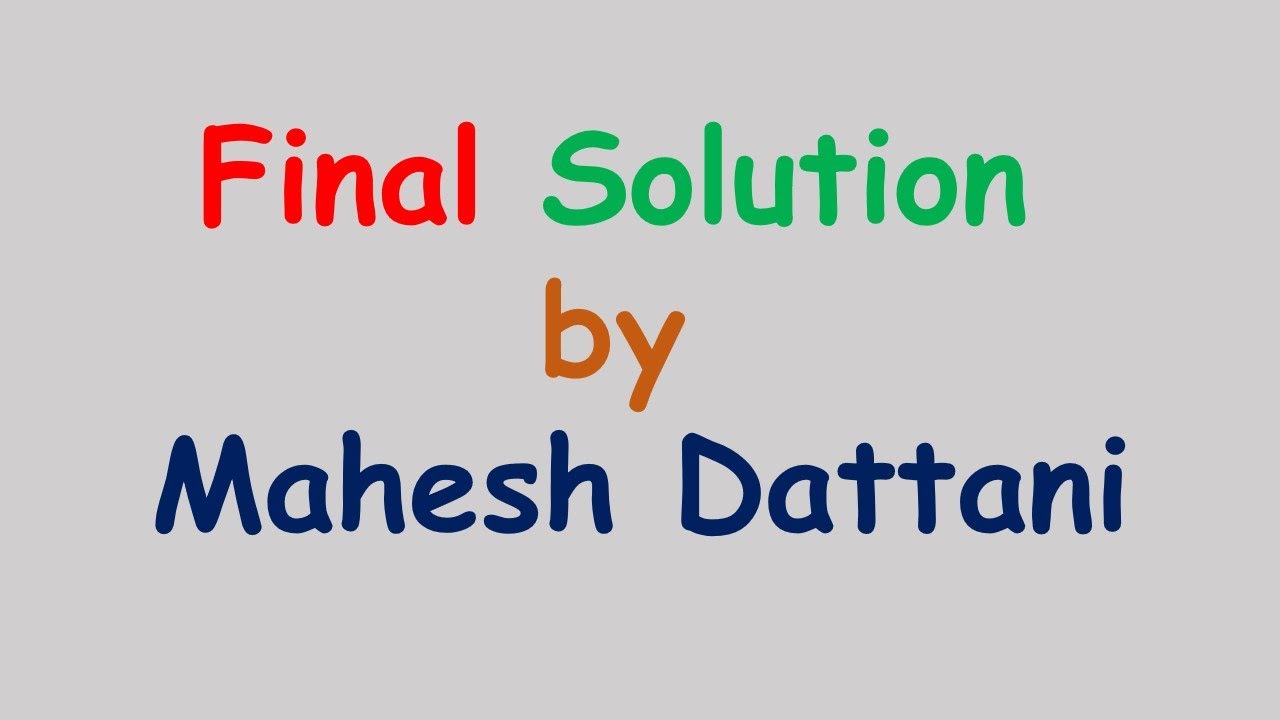Final Solution By Mahesh Dattani (Summary) - YouTube