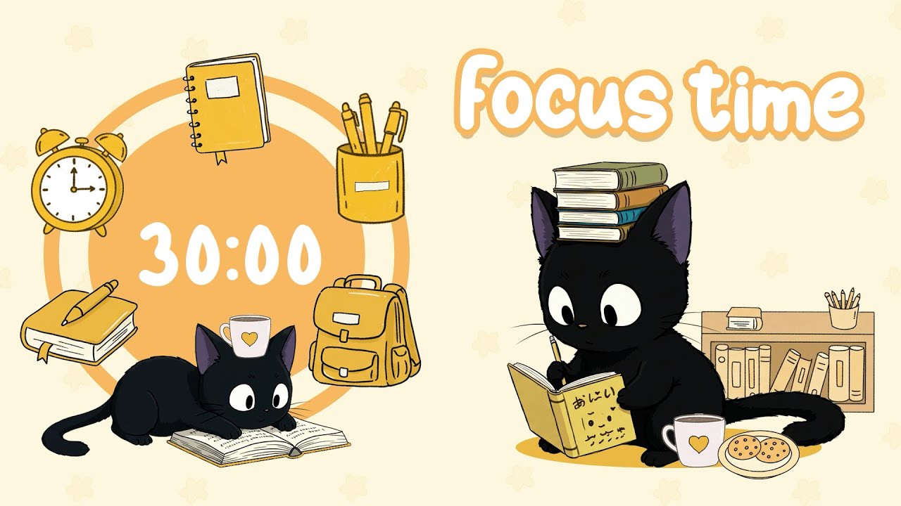 Pomodoro Cat Timer 4x30 ⏰ Keep Calm & Study On 🐾 Cozy Lofi Vibes with ...