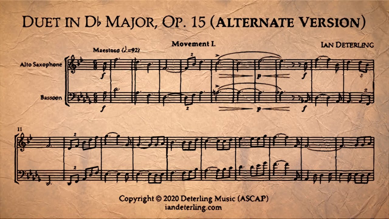 Alto Saxophone and Bassoon Duet in D-Flat Major, Op. 15 (Alternate ...
