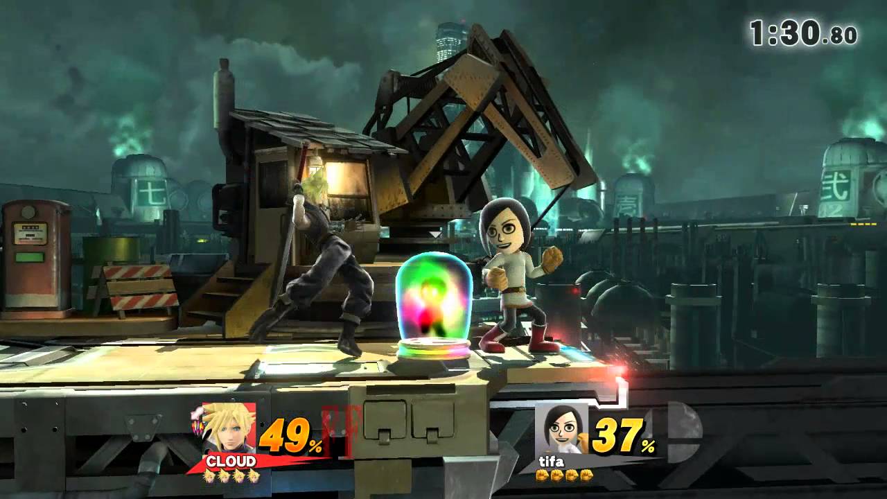 super smash bros wii-u ---- cloud vs tifa ( mii fighter ) final fantasy ...