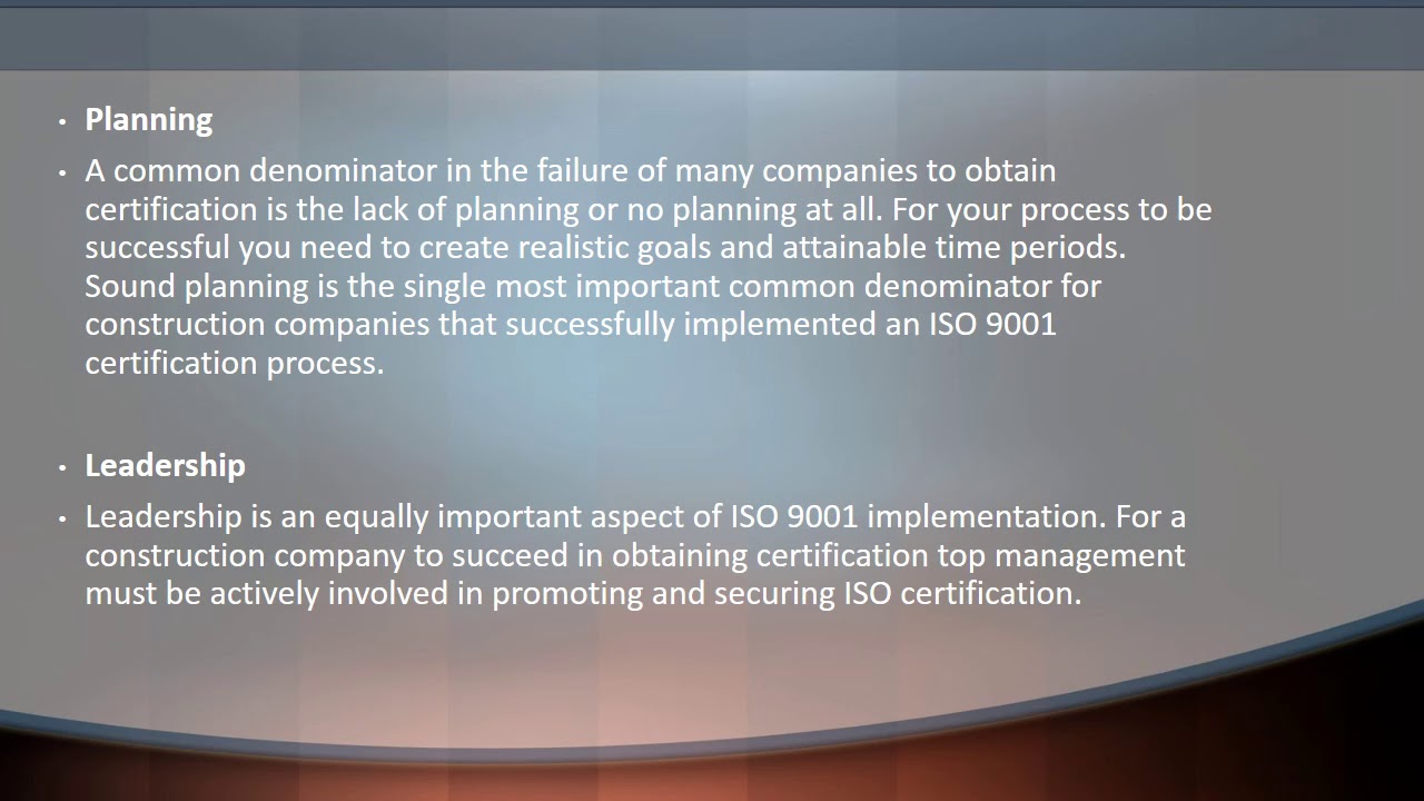 Construction Companies and ISO 9001 Certification - YouTube