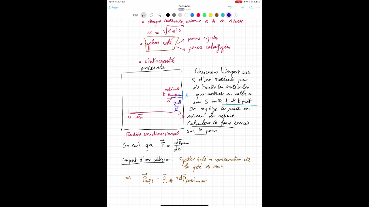 Pression cinétique du gaz parfait - YouTube