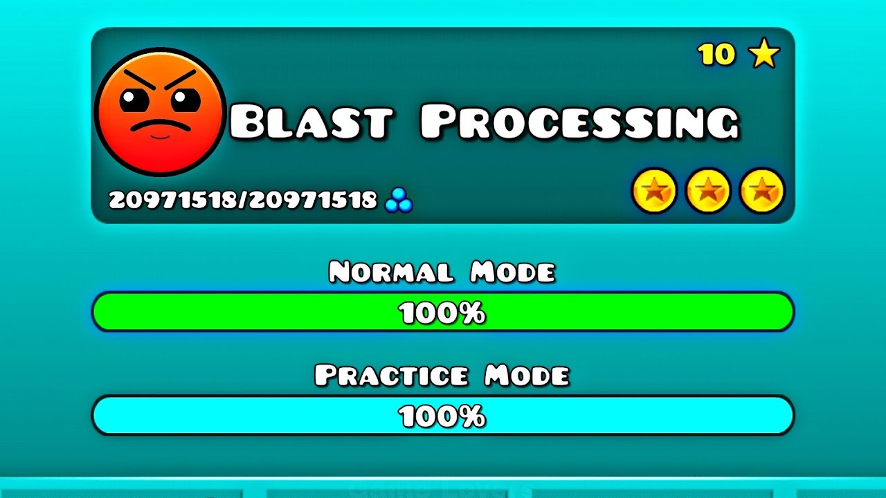Blast Processing! All Coins 100% Complete :)Geometry Dash - YouTube