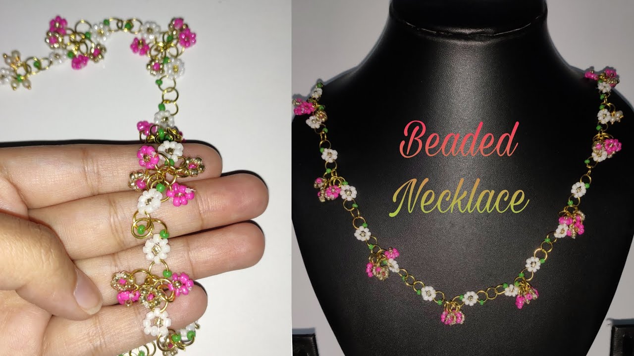 How to make beaded necklace|| Bead necklace tutorial || - YouTube
