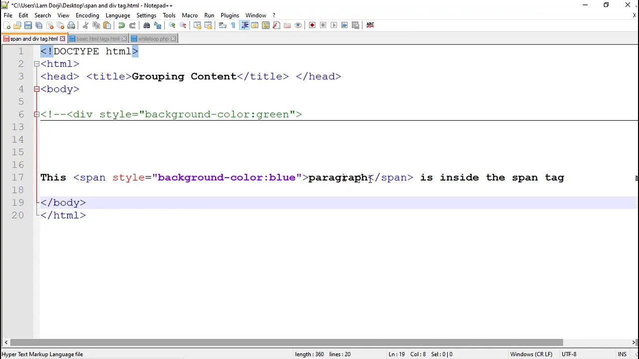 HTML-Grouping Content with div and span tag | Part 22 - YouTube