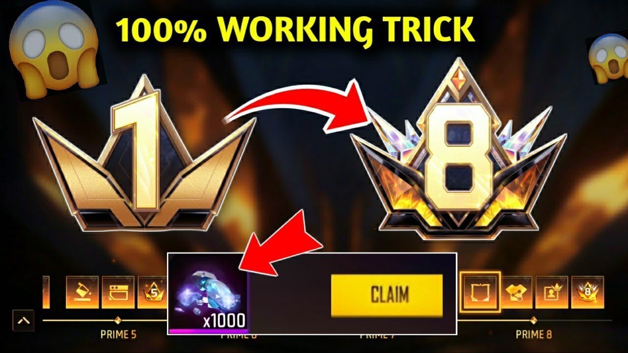 FF Prime Level 1 to 8 without TOP UP - New Working Trick Unlocked 🔓 ...