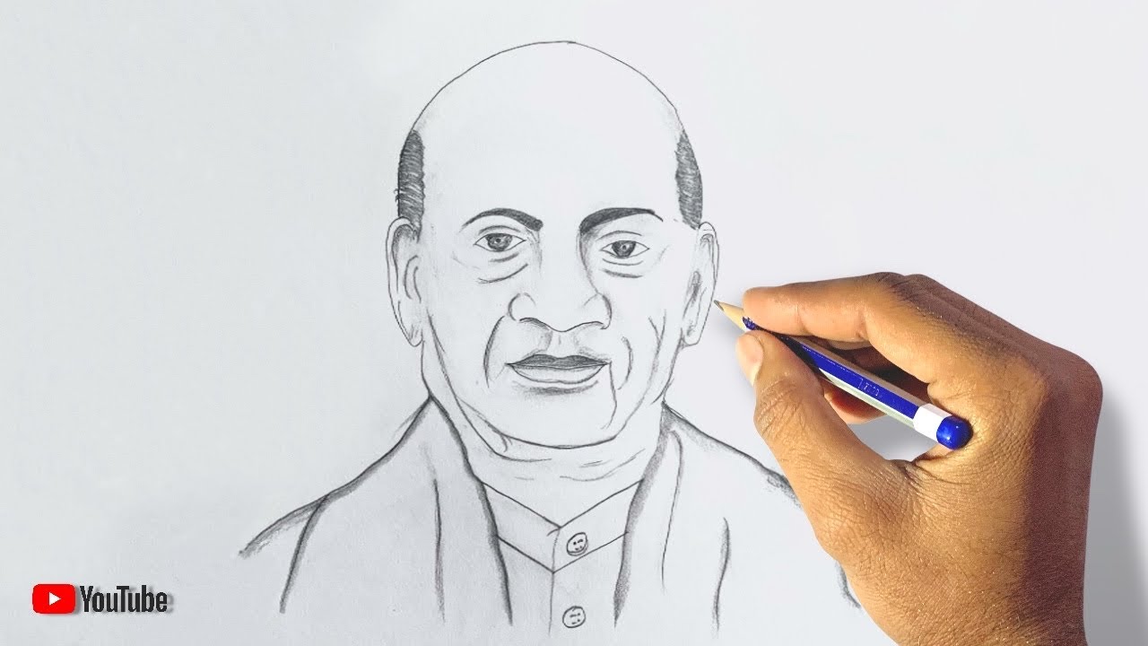 लौह पुरुष सरदार वल्लभभाई पटेल का चित्र कैसे बनाये | how to draw Sardar ...