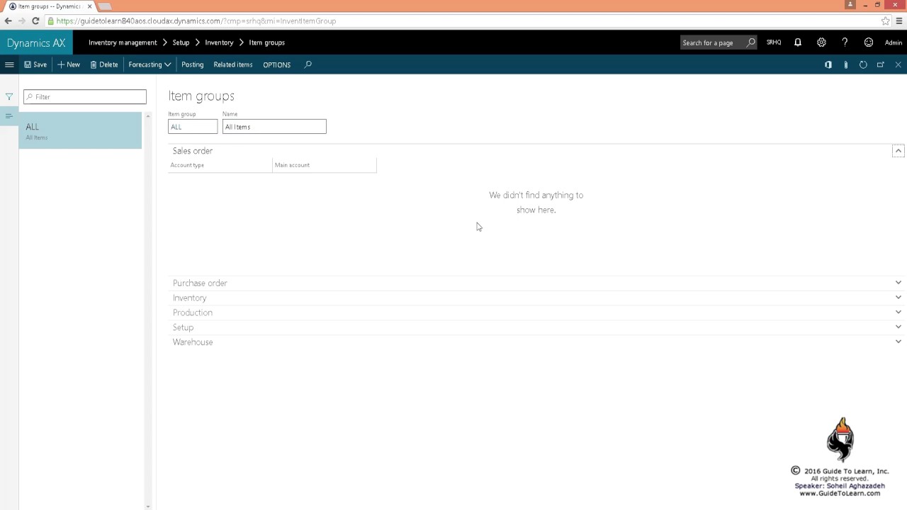 Item Groups in Microsoft Dynamics AX - YouTube
