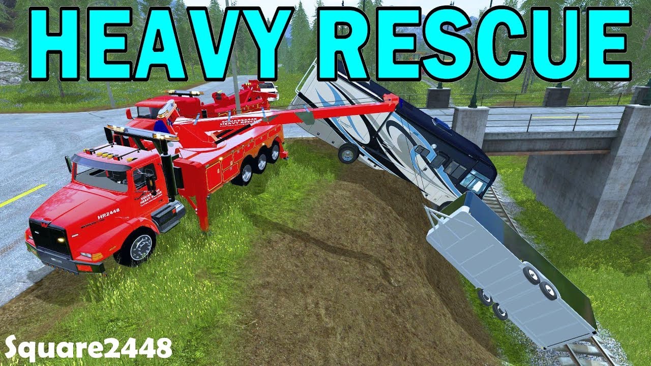 Farming Simulator 17 | Heavy Rescue | RV & Trailer Crash Off Road - YouTube