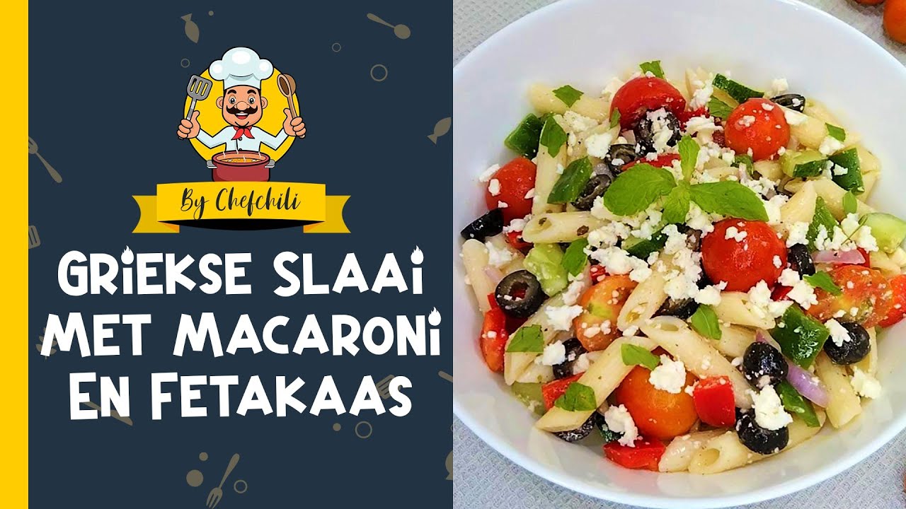 Griekse Pasta Slaai Met Fetakaas | Griekse Pasta Slaai | Griekse ...