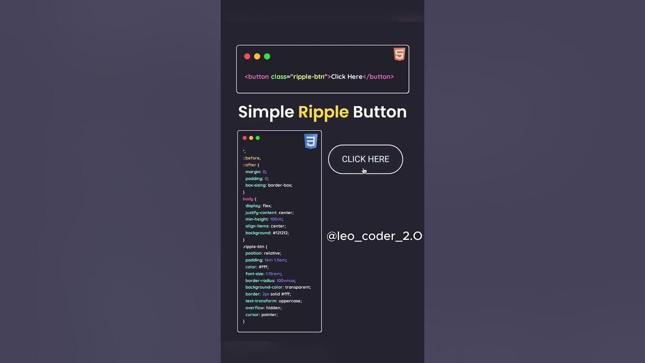 Simple ripple button | CSS HTML - YouTube