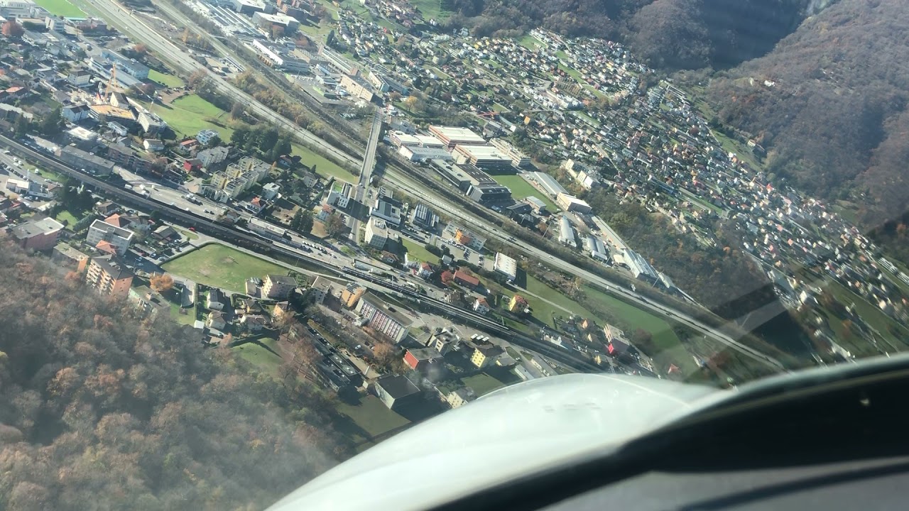 Lugano Airport (LSZA) Approach&landing LOC 01 & Circling Charlie 19 ...