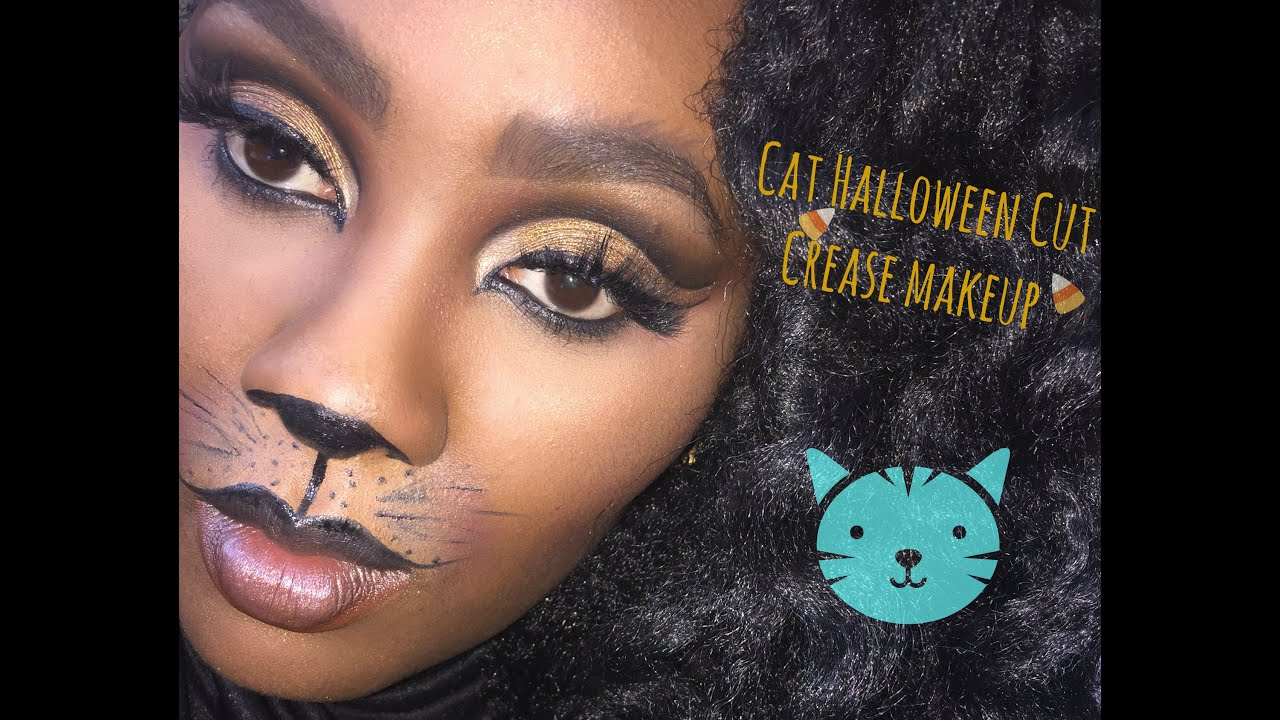 Cat Halloween Cut Crease Makeup Tutorial - YouTube