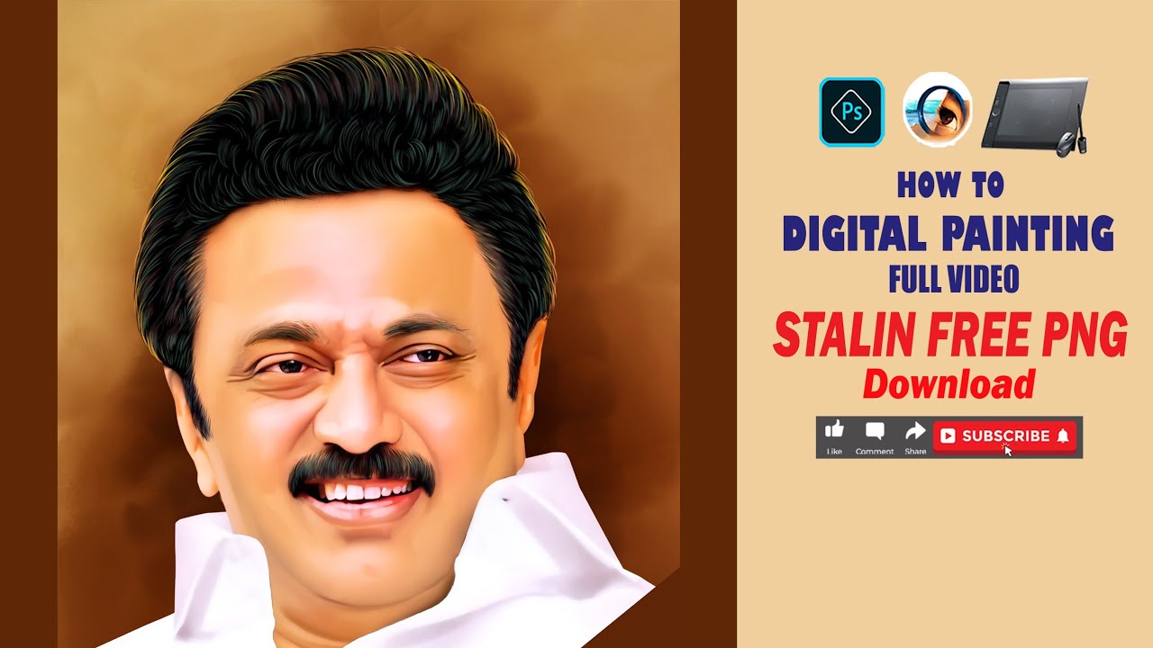 Digital painting in Photoshop | MK Stalin PNG psd file | DMK Psd ...