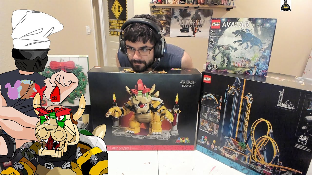 grown man builds legos bowser set - YouTube