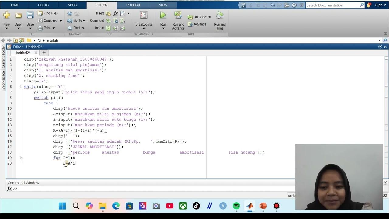 Membuat Jadwal atau Tabel Amortisasi dan Shinking Fund dengan Menggunakan Program Matlab - YouTube