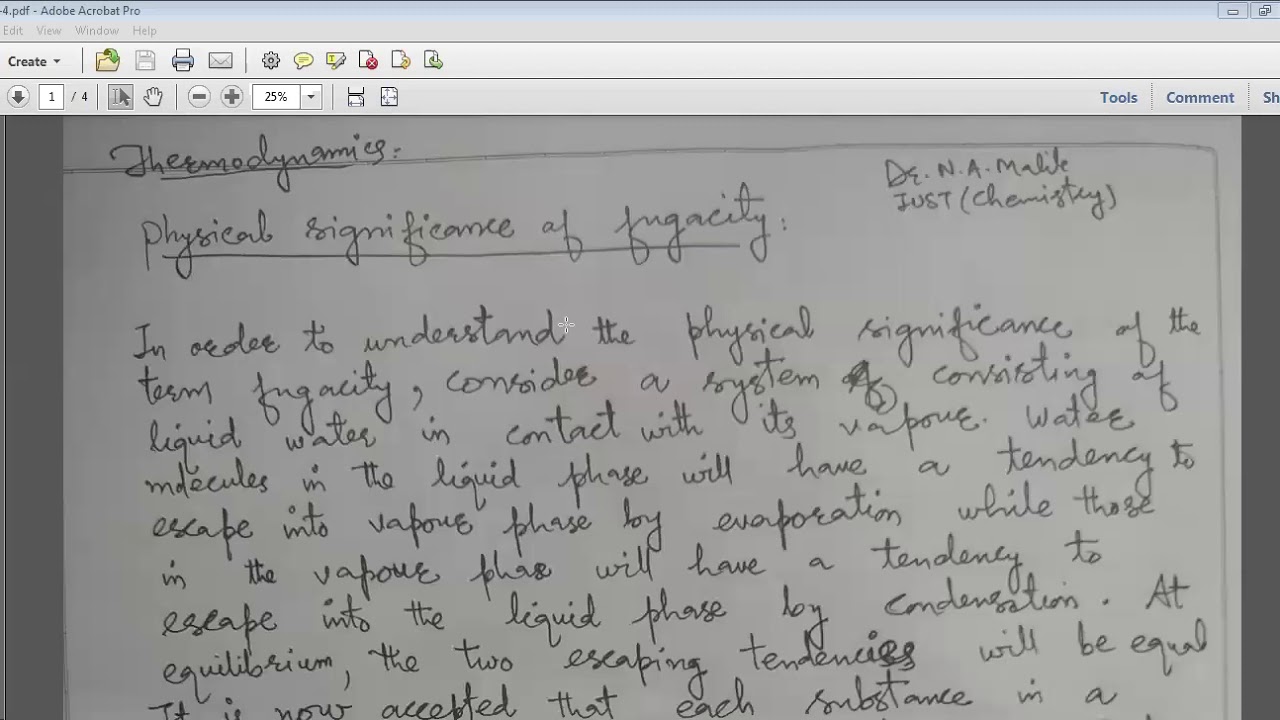 Physical significance of fugacity. Activity and activity coefficient ...