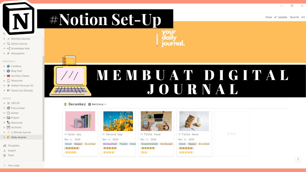 Setup Notion pt.4 - digital journal gallery + template - YouTube