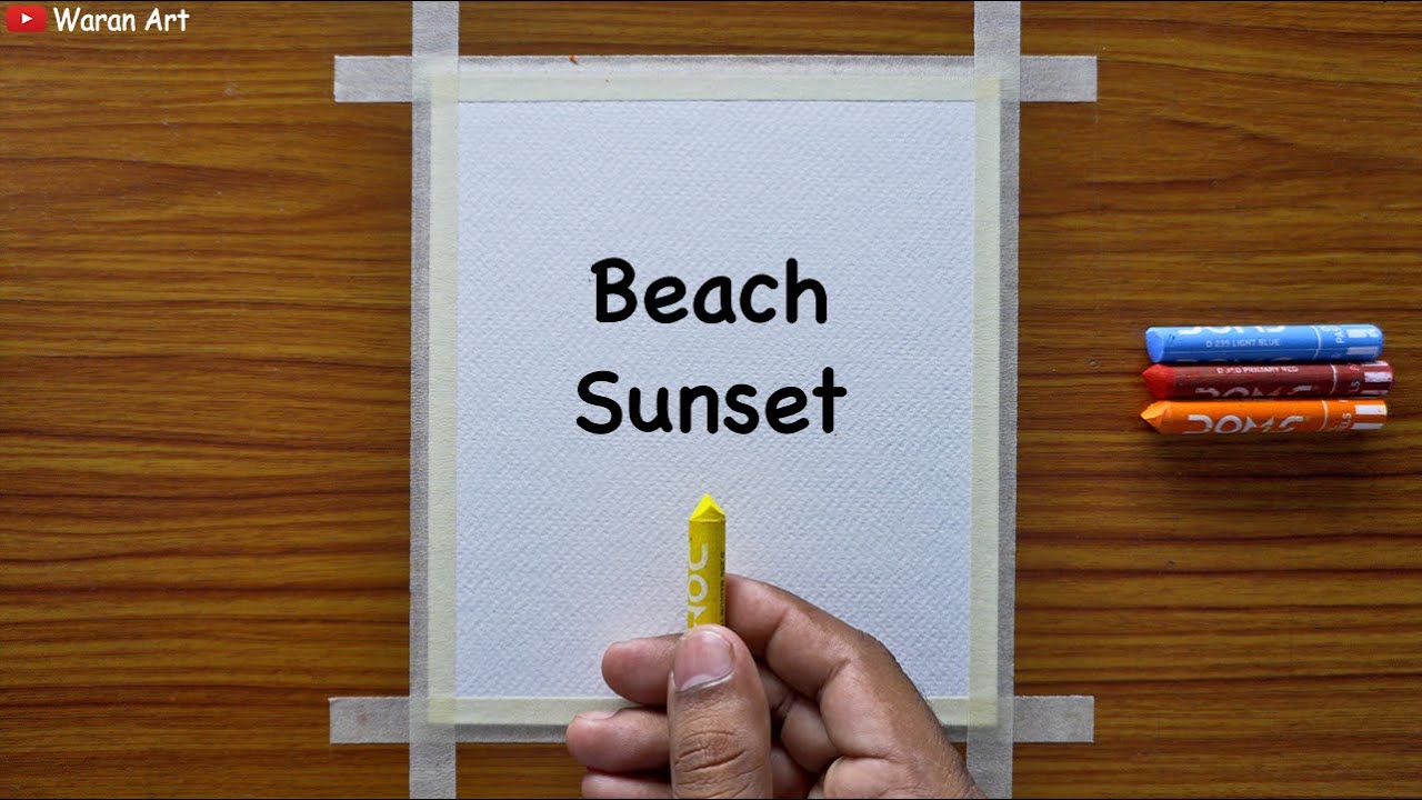 How to Draw Beach Sunset Scenery / Oil Pastel Drawing For Beginners ...