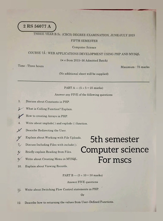 degree 5th sem web development using php and mysql previous question paper 😊#express_engage ...