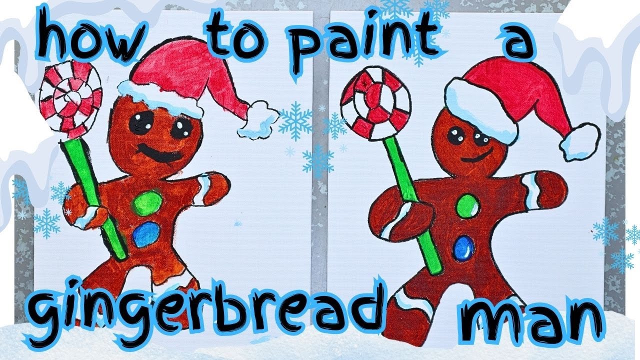 How to Draw and Paint A Fun Gingerbread Man Art for Kids | Easy Holiday ...