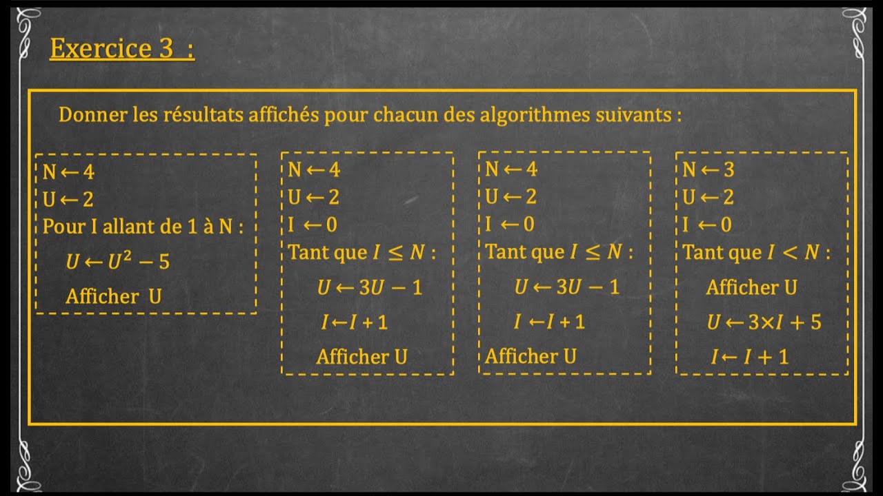Suites 1 # Exercice 3 : Algorithmes et suites - YouTube