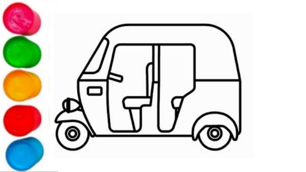 How to draw an auto rickshaw step by step || auto rickshaw drawing easy ...