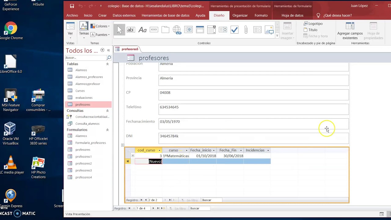 Crear un formulario en Access, con la opción Formulario. - YouTube