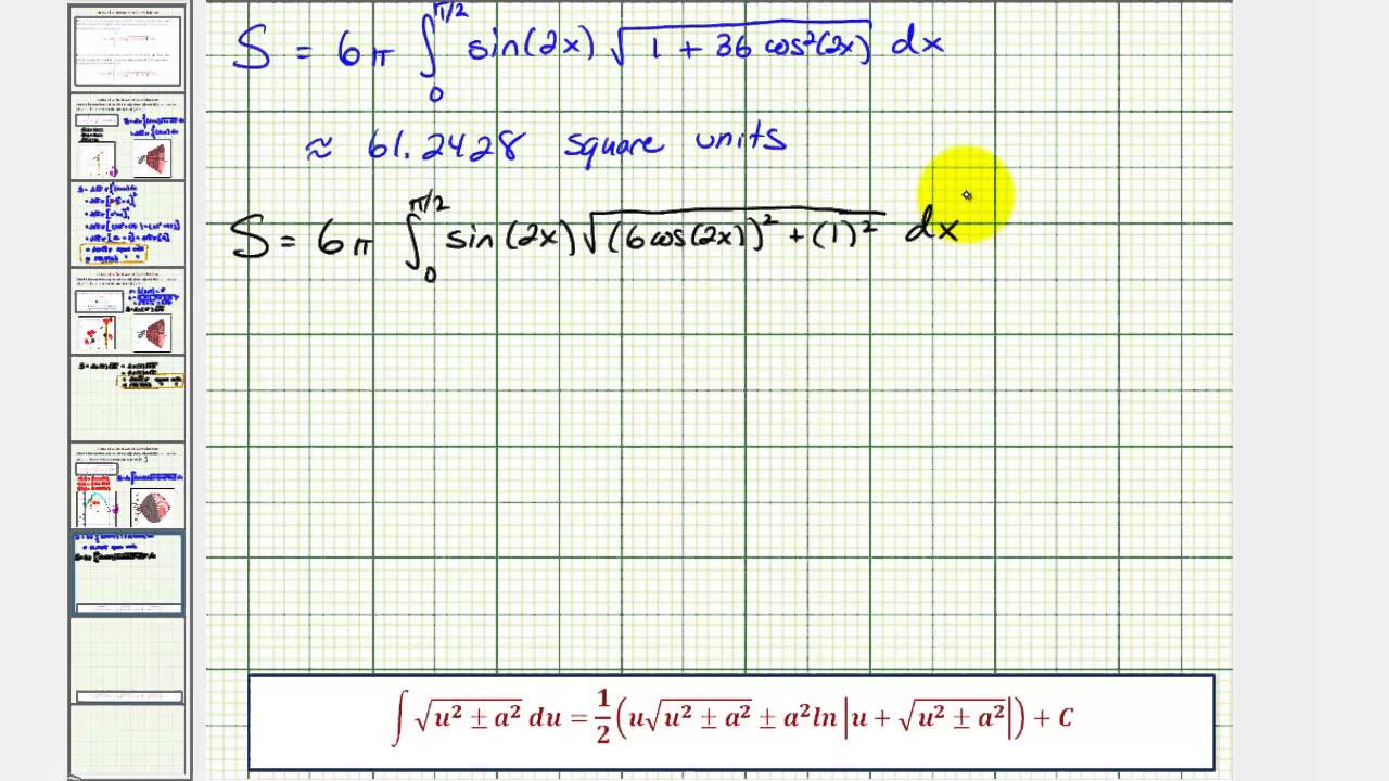 Ex: Surface Area of Revolution - Sine Function - YouTube