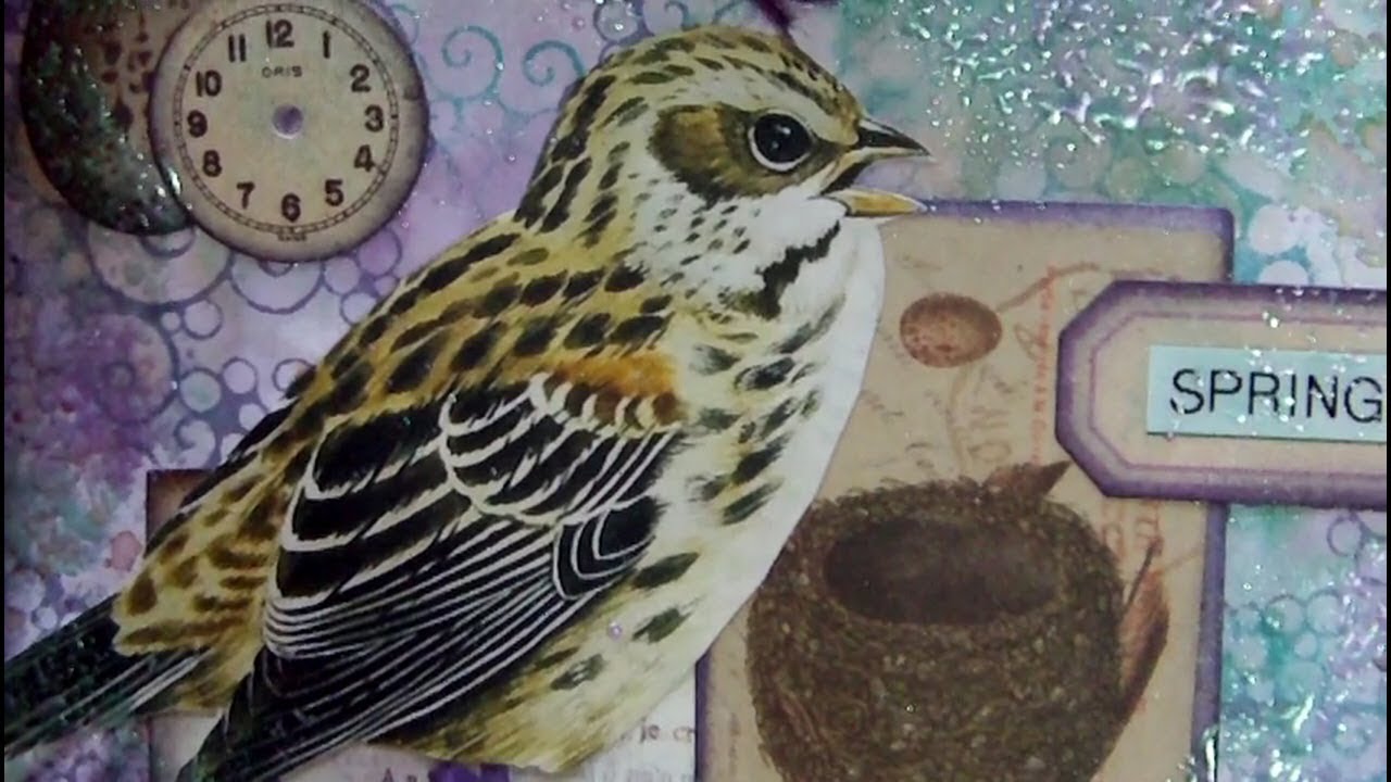 Mixed Media Art Tag - Spring Time - YouTube