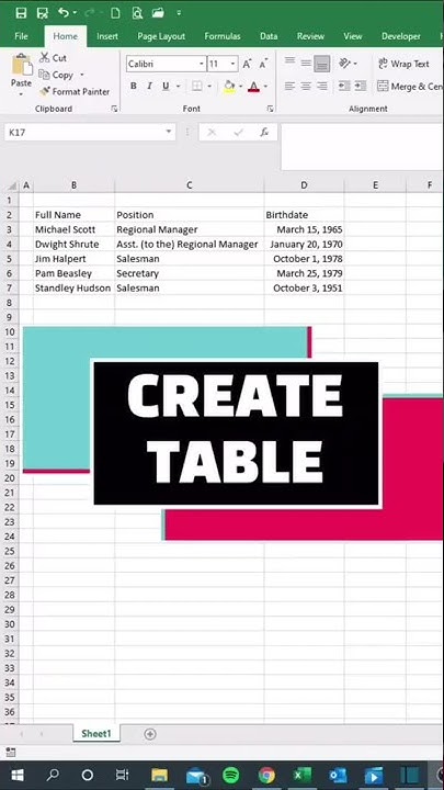 How to Create Table in Excel #shorts - YouTube