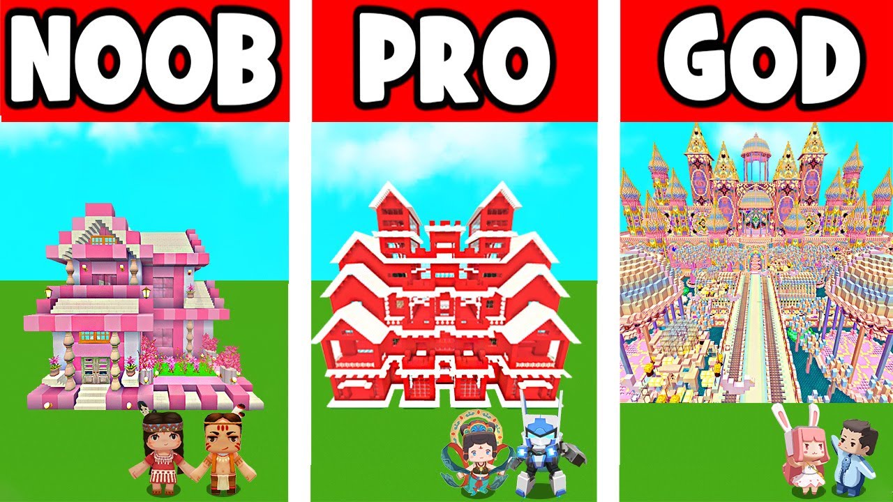 Mini world：NOOB VS PRO VS GOD Construction/castle/house#animation - YouTube