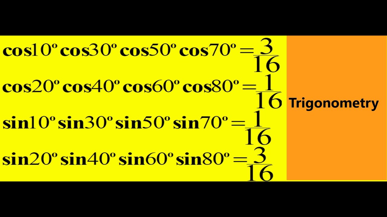 Cos 10 Cos 30 Cos 50 Cos 70 3 16 Trigonometry Class 11 YouTube