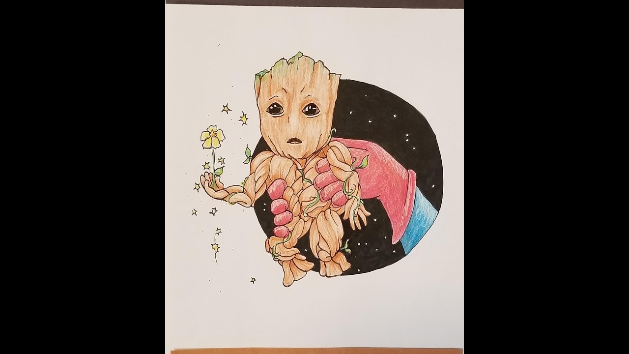 How to draw a Baby Groot Chibi - Time lapse - YouTube