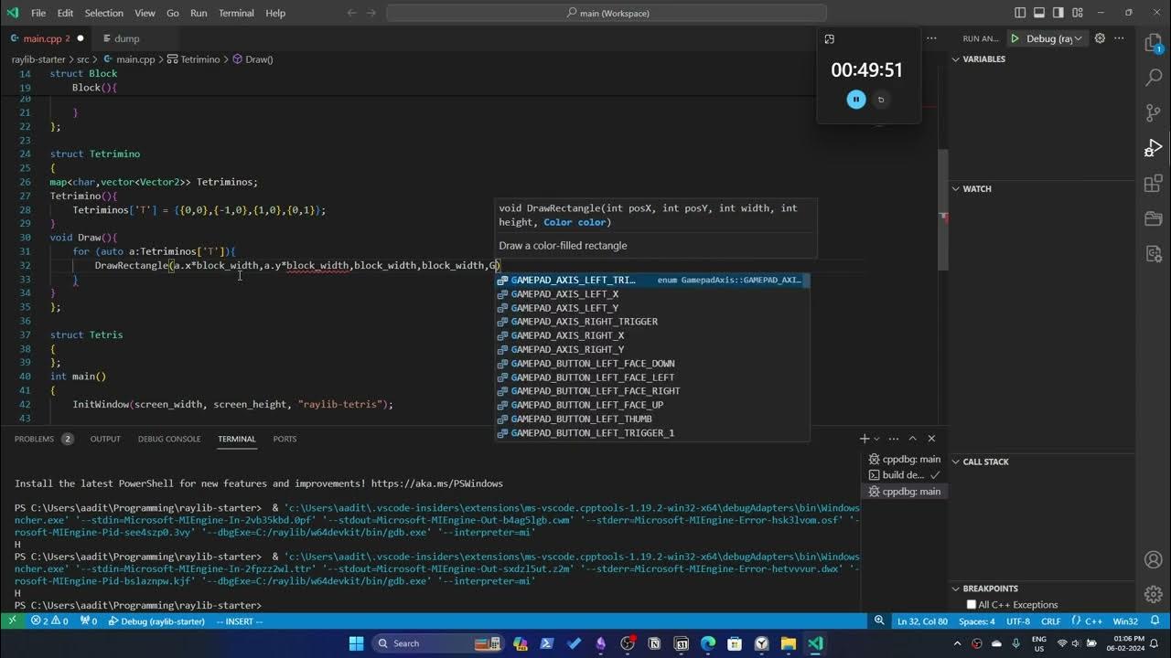 STUDY WITH ME - LEARNING HOW TO PROGRAM - CREATING RAYLIB-TETRIS - 1 HOUR LONG - YouTube