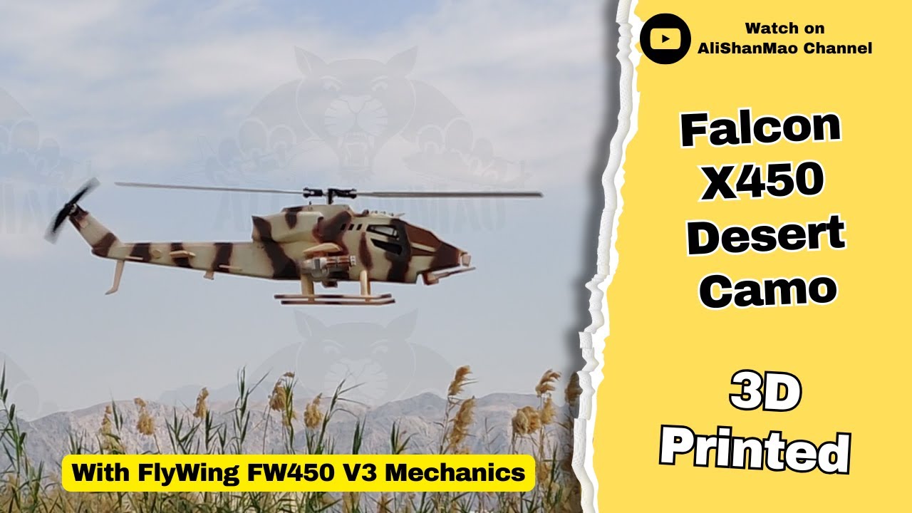 Desert Camo Falcon X450 Cobra-Inspired 3D-Printed Helicopter - 2 Blades ...